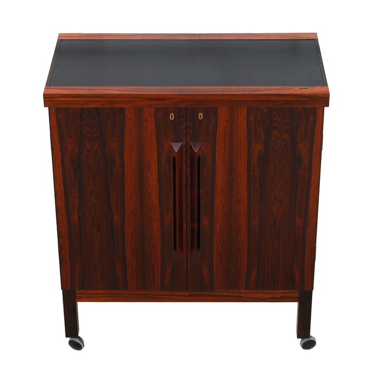 Danish Modern Rosewood Expanding Bar | Locking Storage Cart | Modern ...