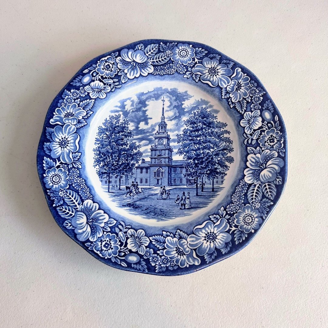 Vintage Staffordshire Ironstone Liberty Blue Dinner Plate Independence ...