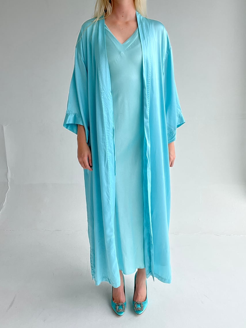 1980's Bright Blue Silk Set | Eveliina Vintage | Miami, FL