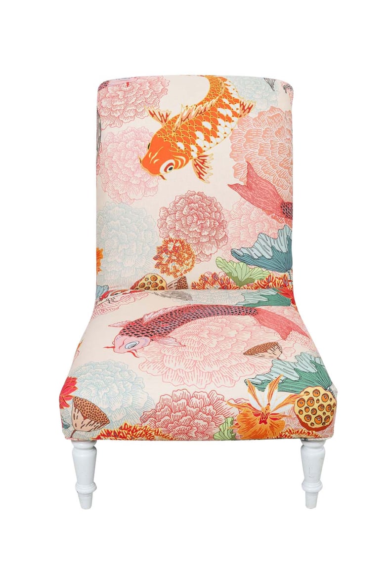 Koi Fish Printed Fabric Slipper Chair | The Antique and Artisan Gallery ...