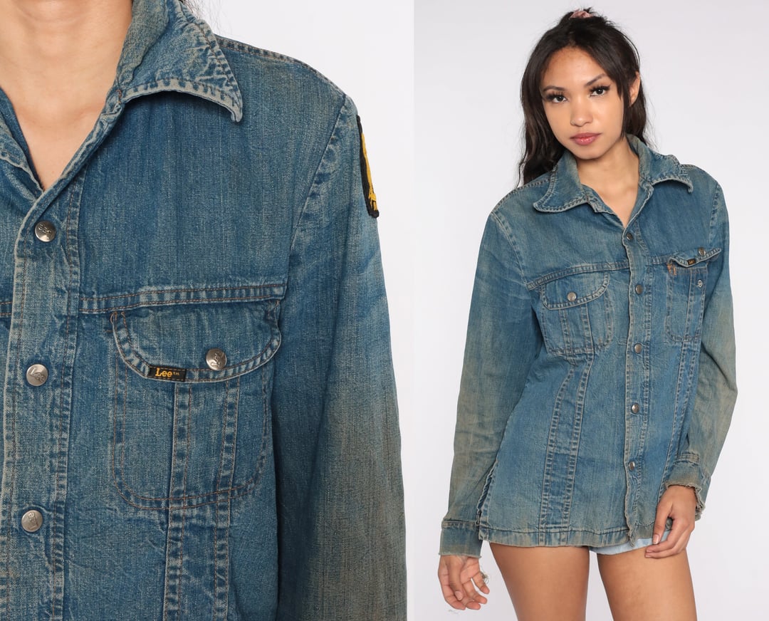 70s Denim Jacket Lee Jean Jacket Yamaha Patch Grunge Dark | Shop Exile ...