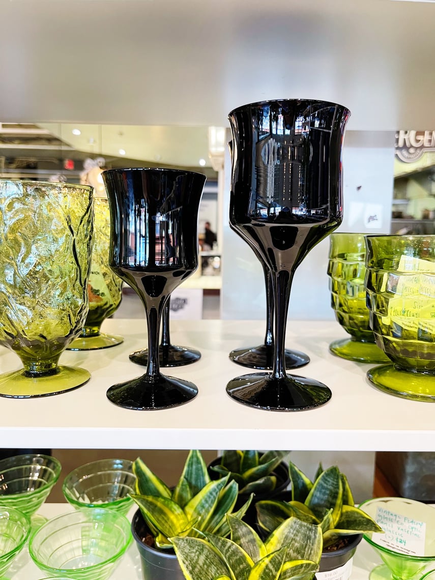 Vintage Fostoria Tall Biscayne Black Glasses | Jungle and Loom ...
