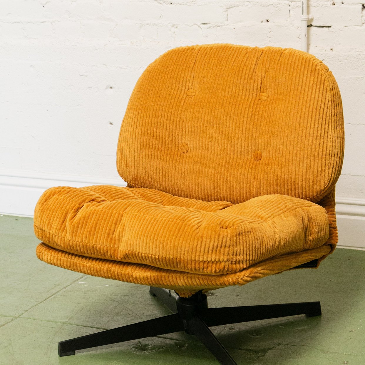 Mustard Corduroy Low Profile Swivel Chair | Sunbeam Vintage - Highland ...