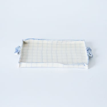 Nerikomi Check Pattern Origami Tea Plate | Saori M Stoneware | Auburn, WA