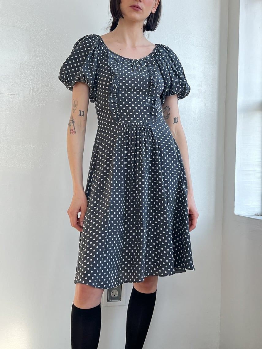 Prada Puff Sleeve Silk Dotted Dress (S) | Banshee | Portland, OR
