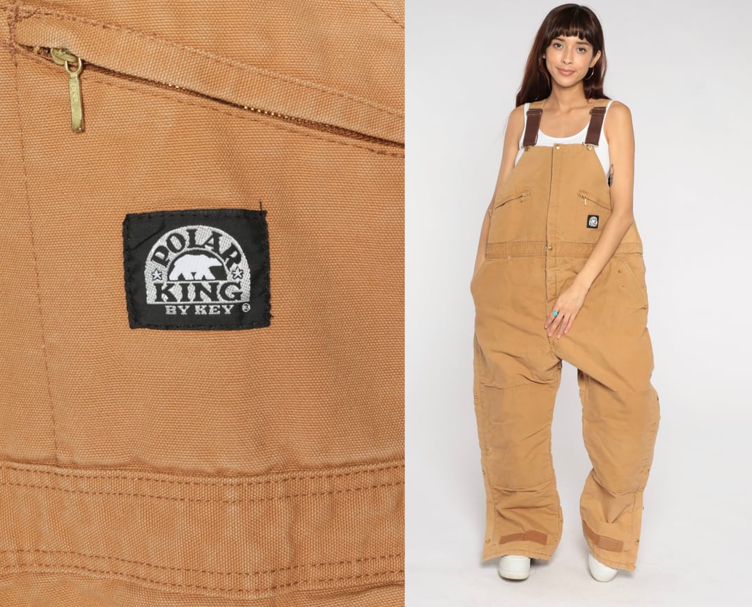 Tan Insulated Overalls Y2k Coveralls Polar King Workwear Jumpsuit ...