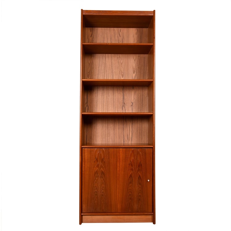 Single Column Danish Modern Teak Bookcase w. Cabinet Door | Modern ...