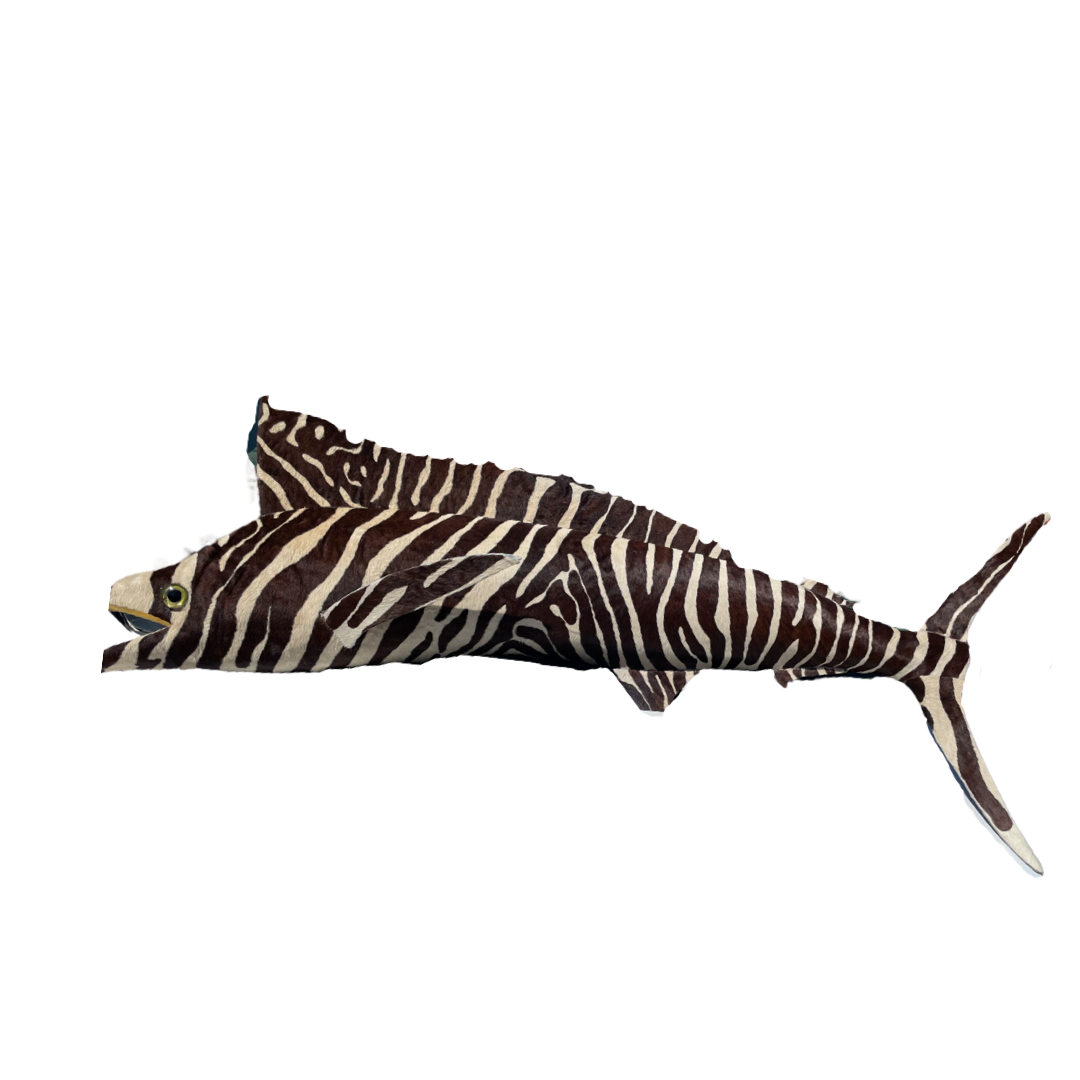 Wall Mounted Zebra Hide Covered Faux Mahi Mahi Fish | Reuse America ...