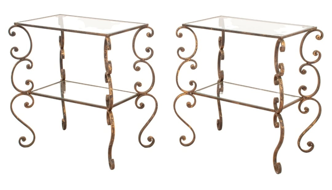 Baroque Revival Gilt Wrought Iron End Tables, Pair | Showplace Antique ...