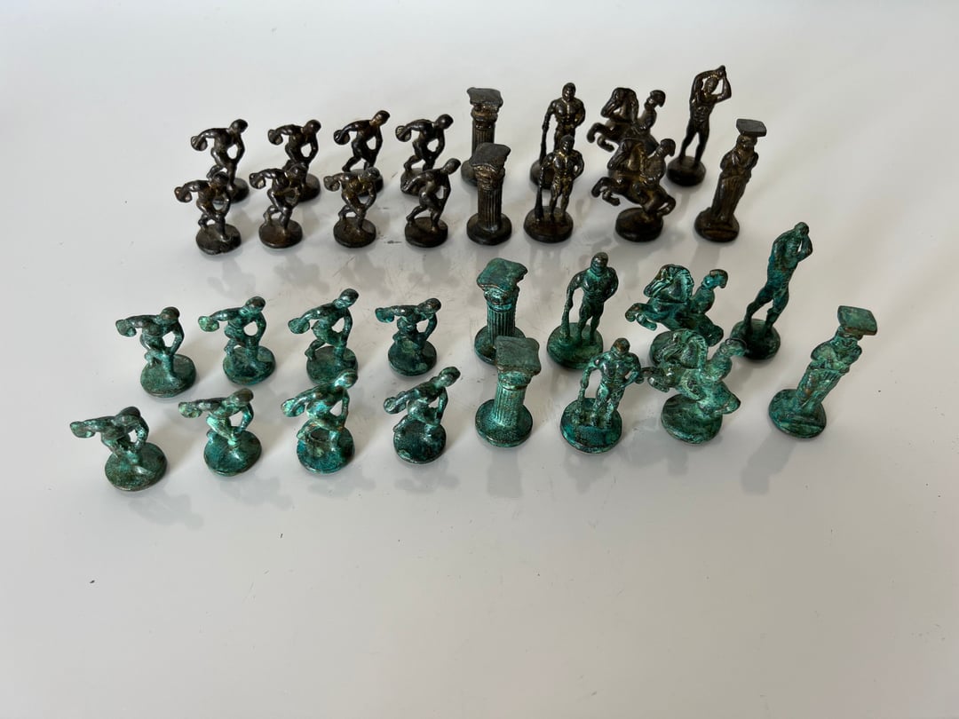 1960s Vintage Brutalist Bronze Chess Set | Miami Vintage Decor | Miami, FL