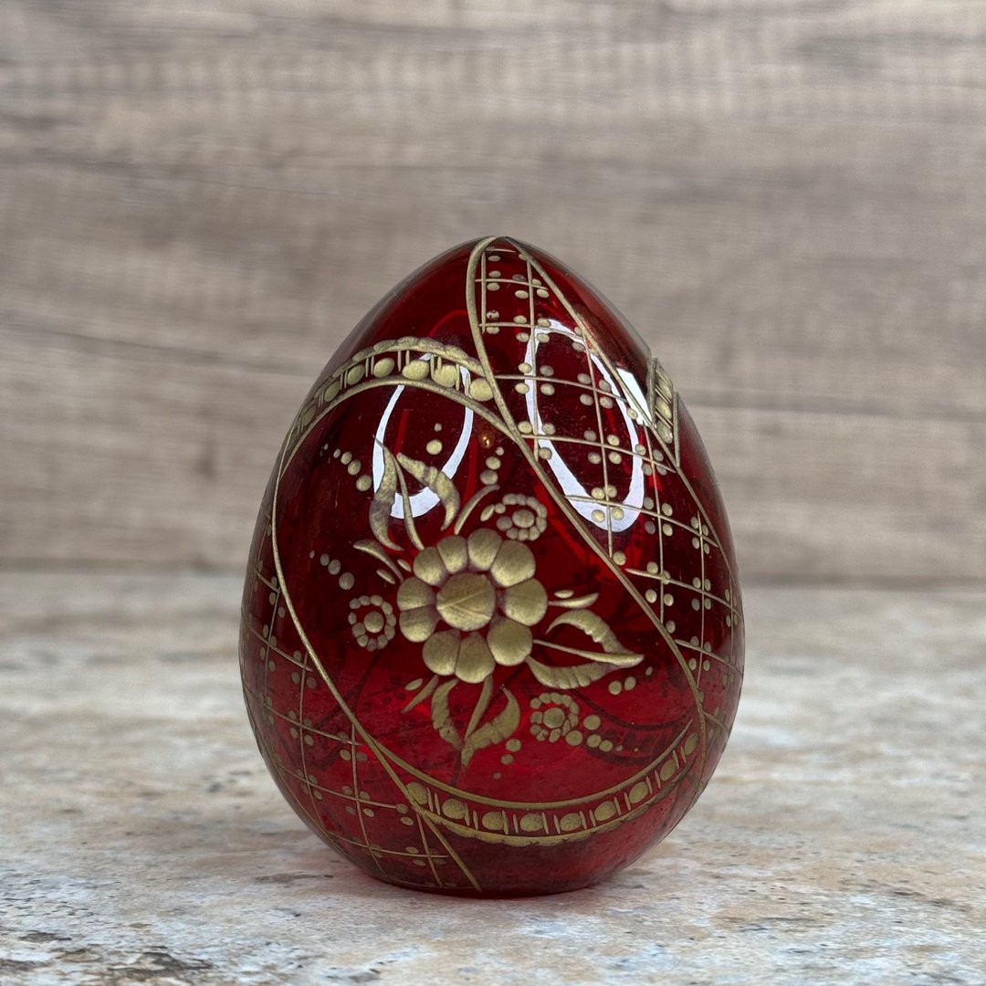 Vintage Faberge-Style Red Glass Egg, Russian Decorative Collectible ...