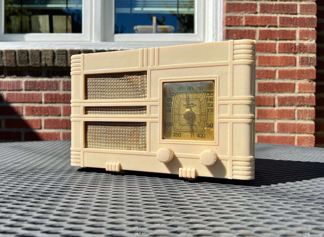 1938 Western Air Patrol Ivory Plaskon Art Deco Radio, Elec Restored ...