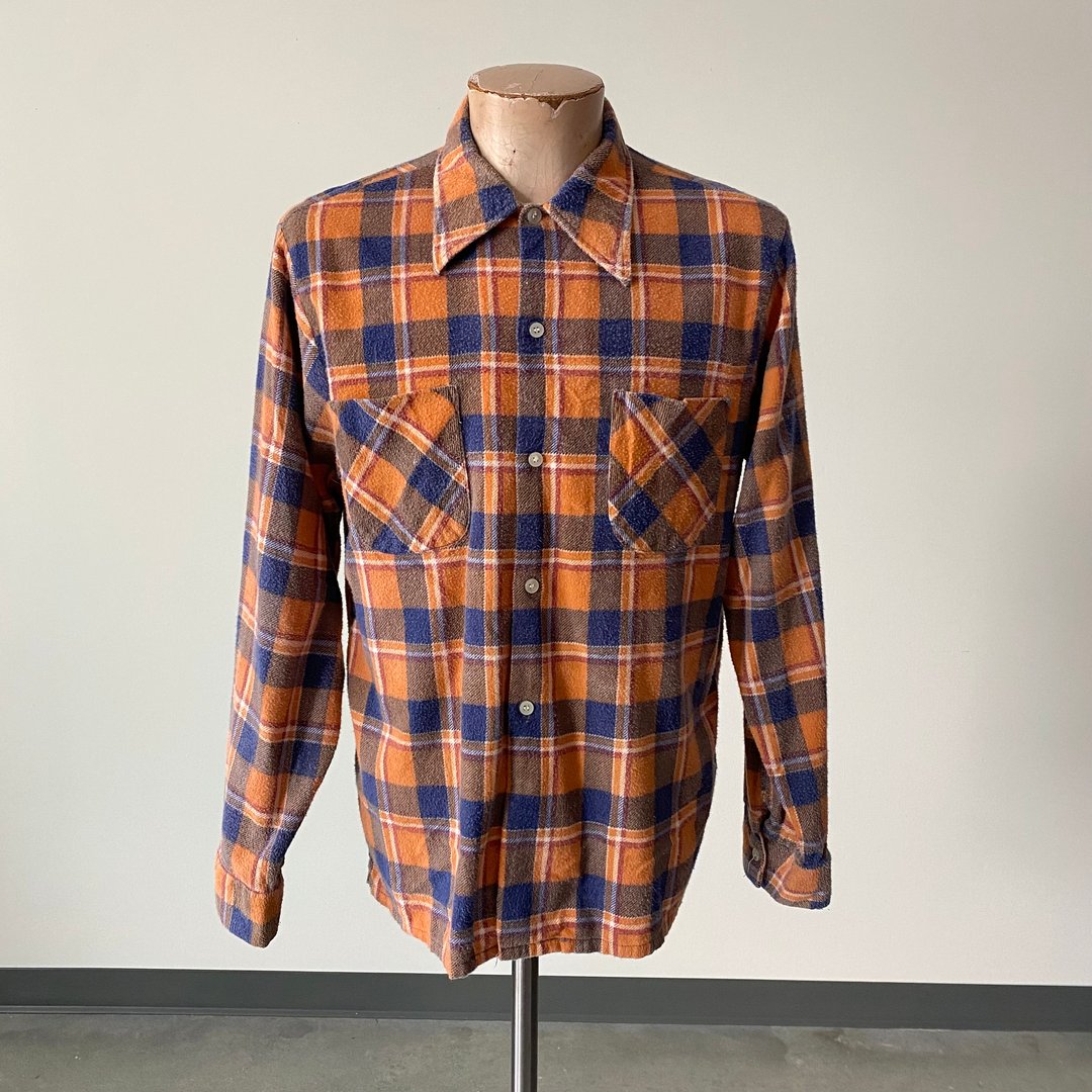 Vintage Soft Orange Plaid Flannel Shirt / Vintage 80s Cotton Flannel ...