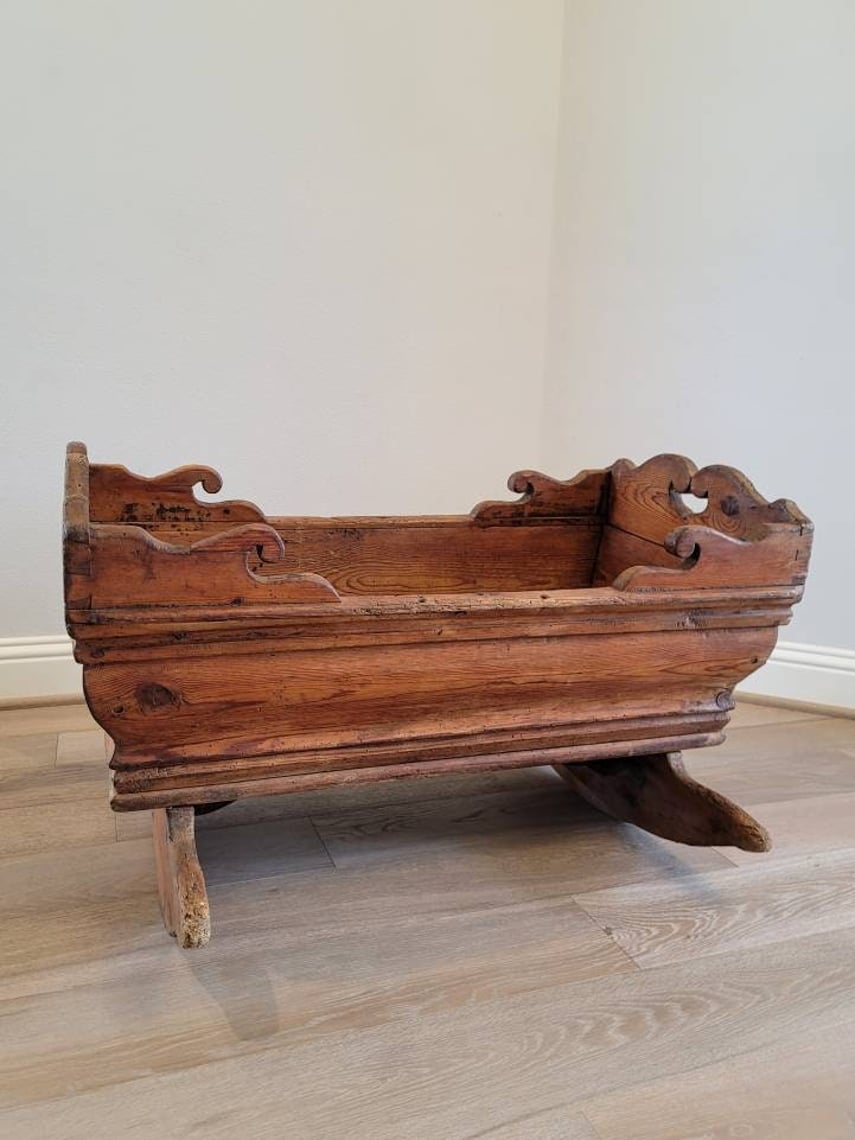 Antique Swedish Country Pine Rocking Bassinet Cradle, Late 18th / Early ...