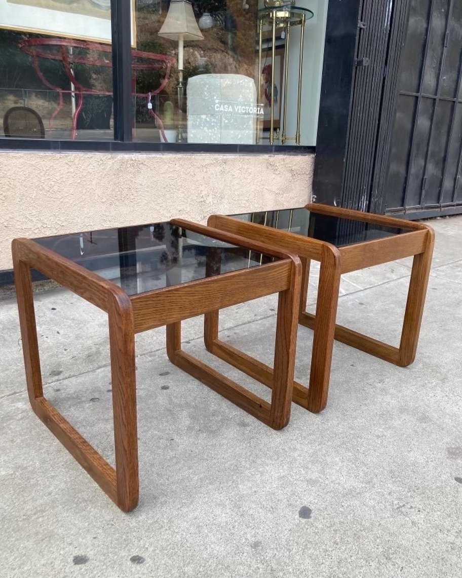 Bottoms Up | Pair of Mid-century End Tables with Smoked Glass | Casa ...