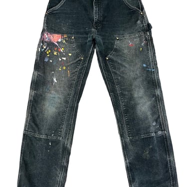 Vintage Carhartt Double Knee Faded Black Paint Splatters Pants 33x32 ...