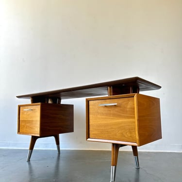 Vintage mid century floating walnut desk | Modage Furniture ...
