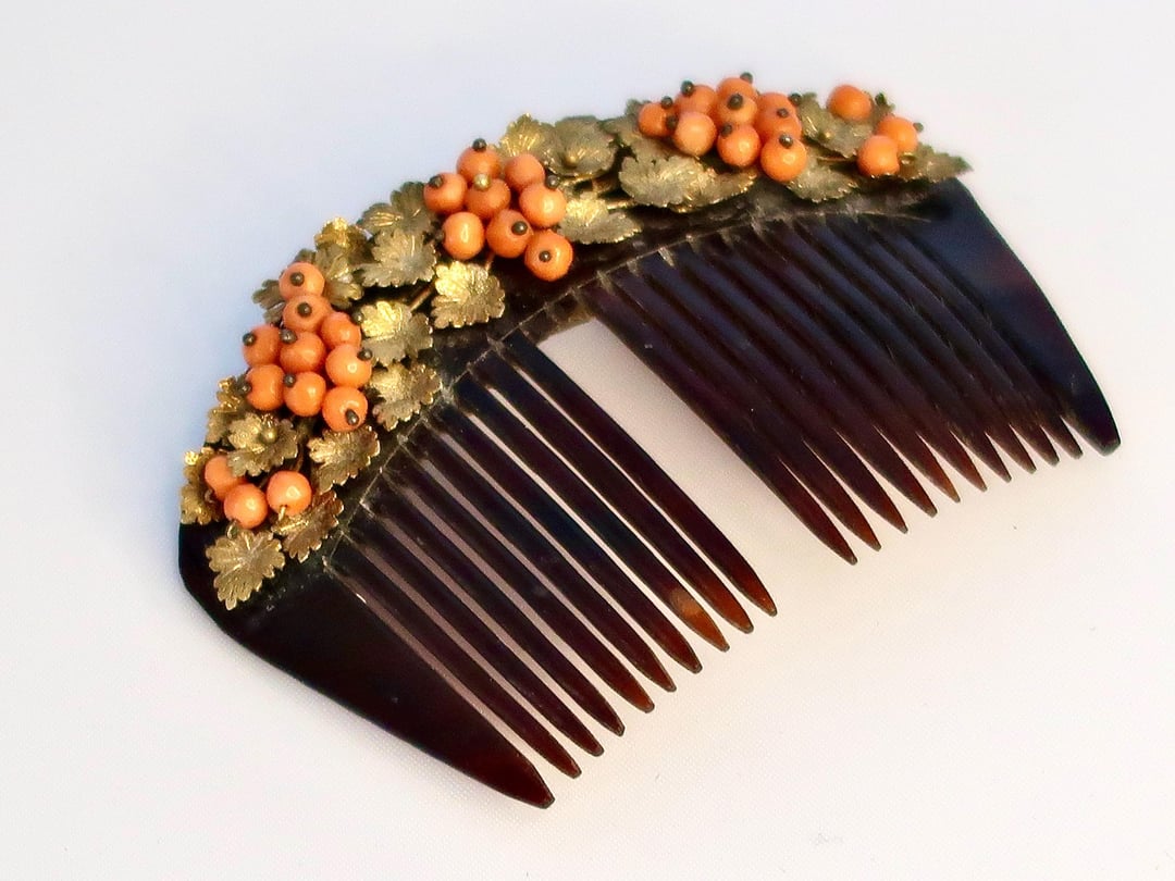 Antique Payneta 8K Gold Vine Coral Grape Clusters Philippine Hair ...