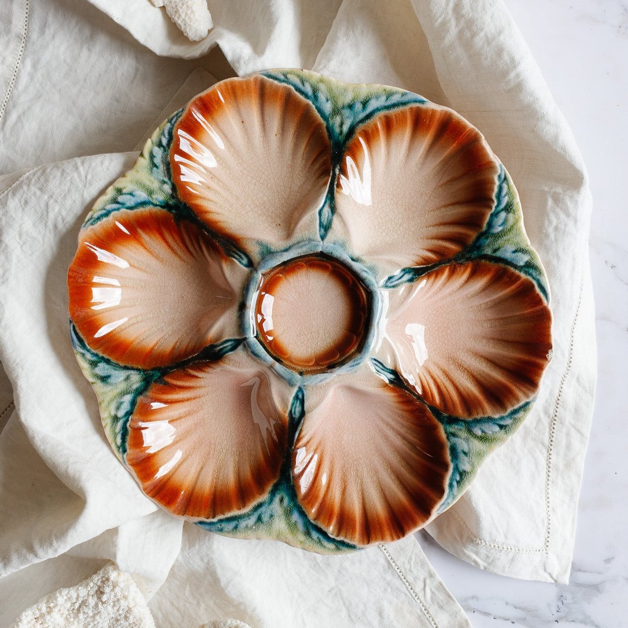 rare antique french Sarreguemines pink & burgundy majolica oyster ...