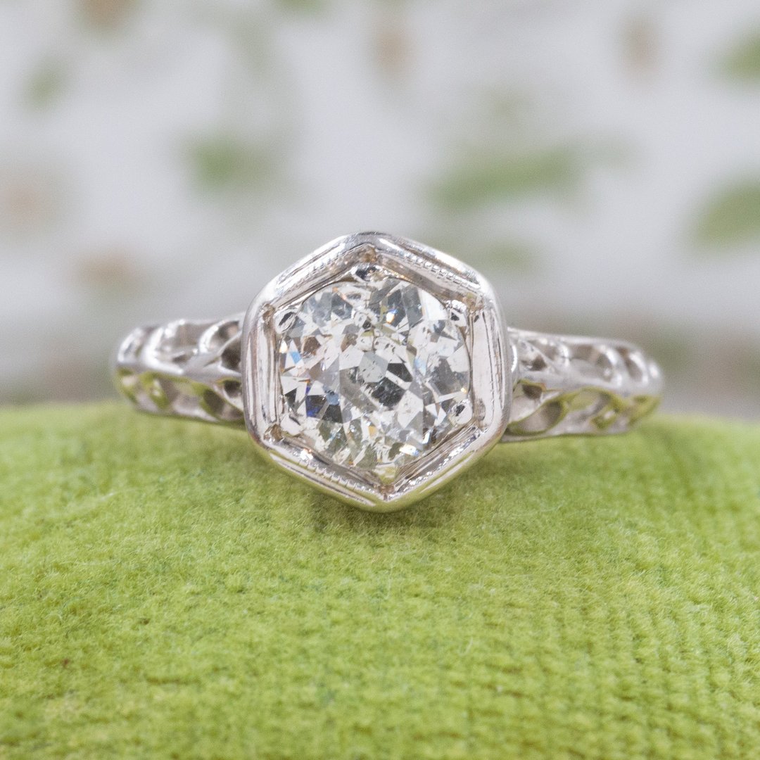 Hexagonal Filigree Diamond Solitaire c1910 | Pippin Vintage Jewelry ...