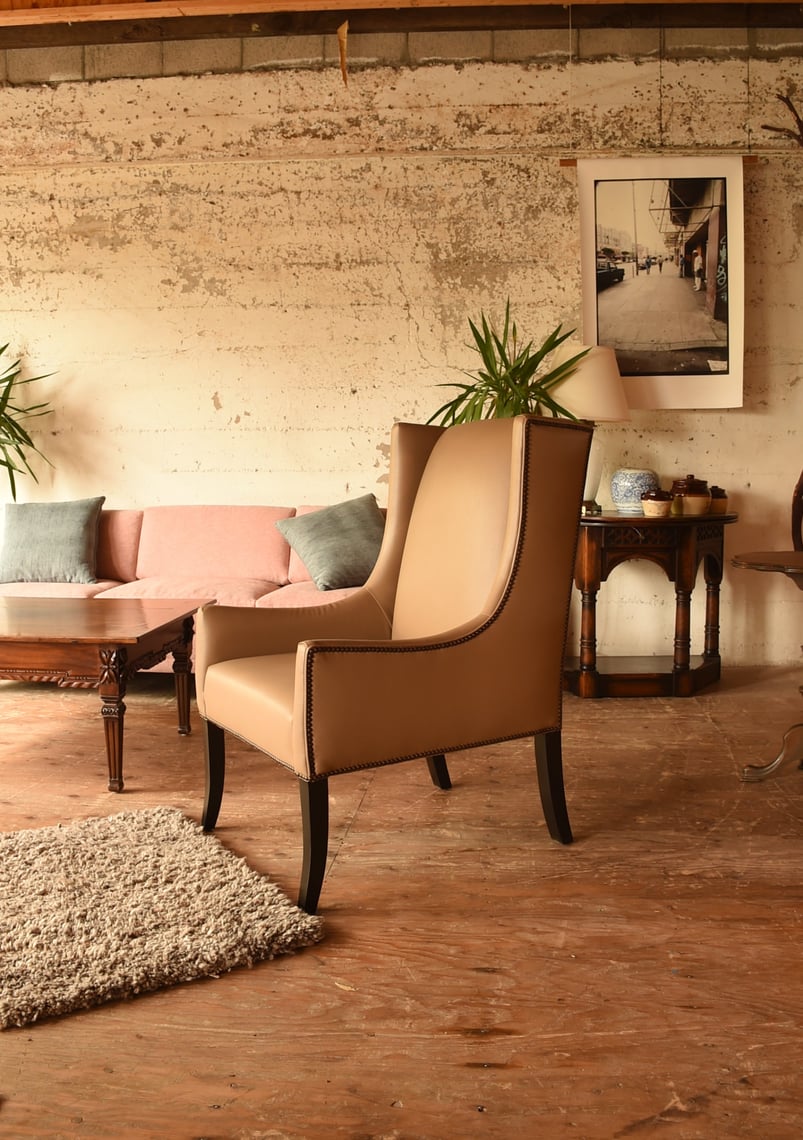 Custom Leather Wingback Chair in Leather | Harrington Galleries ...