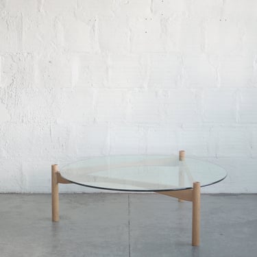 Oak and Glass Round Coffee Table | The Good Mod - Portland, OR | ATTIC