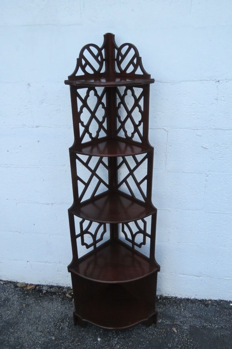 Mahogany Tall Narrow Corner Display Shelf Cabinet 3574 | Hollywood ...