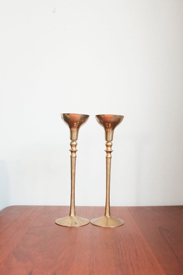 Vintage Brass Twisted Candle Holders / Barley Twist | Microscope ...