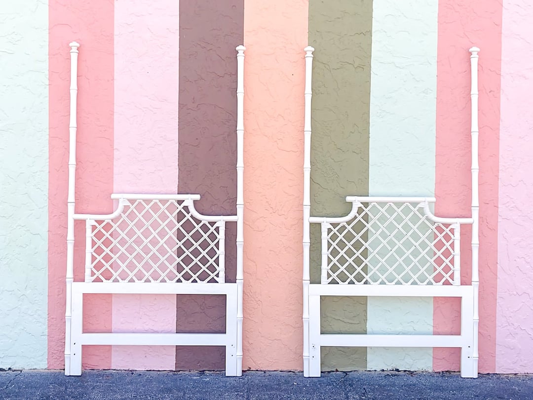 Pair of Ficks Reed Rattan Spindle Twin Headboards | Palm Beach Regency ...