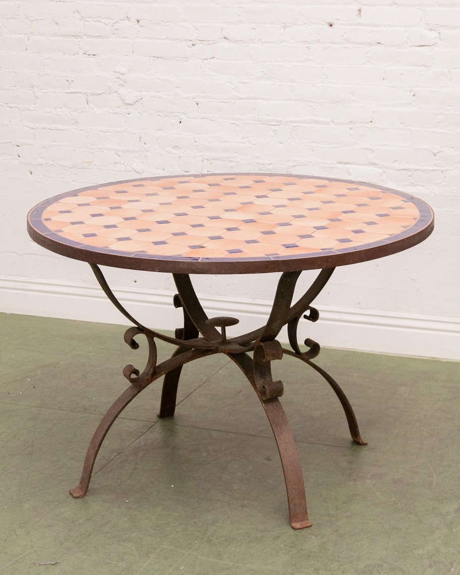 Terracotta and blue Tile Vintage Outdoor Table | Sunbeam Vintage ...