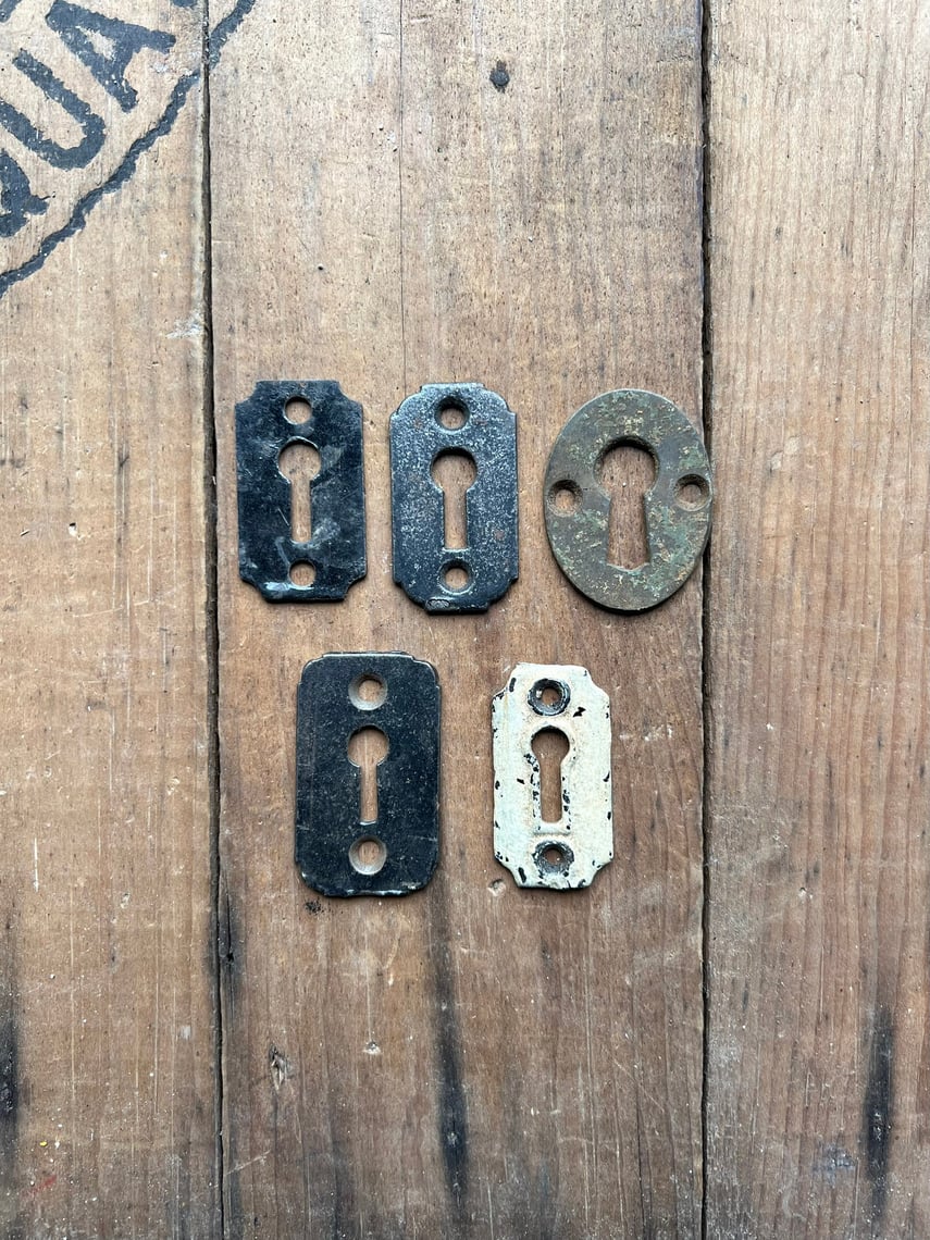 Set of 5 Cast Iron Escutcheon Keyhole Plates Brass | North Grove ...