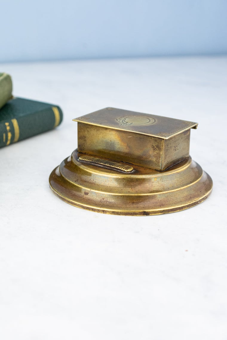 Antique English Brass Match Safe with Striker | Posh Chicago | Chicago, IL