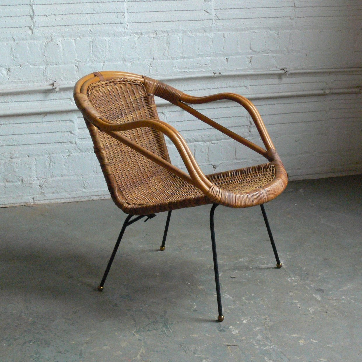 Mid Century Wicker and Wire Rod Lounge Chair | CoMod - Kansas City, MO ...