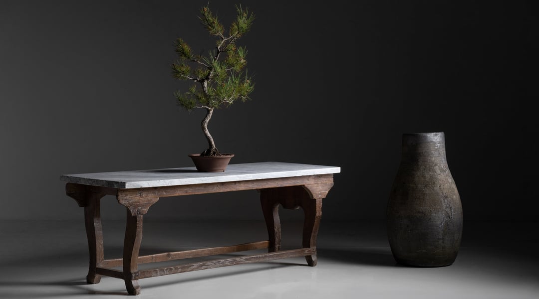 Marble Top Game Table / Large Crucible Vase | Obsolete | Culver City, CA