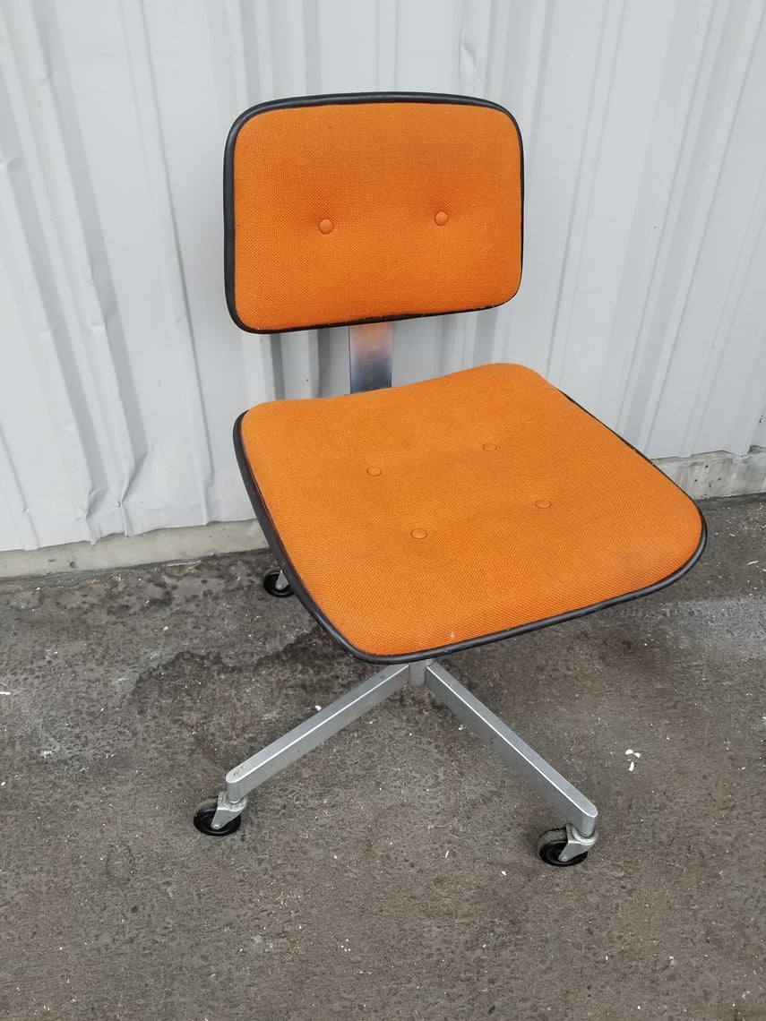 1980 Harvard Manufacturing Swivel Chair with Orange Upholstery | Earthwise Architectual Salvage ...