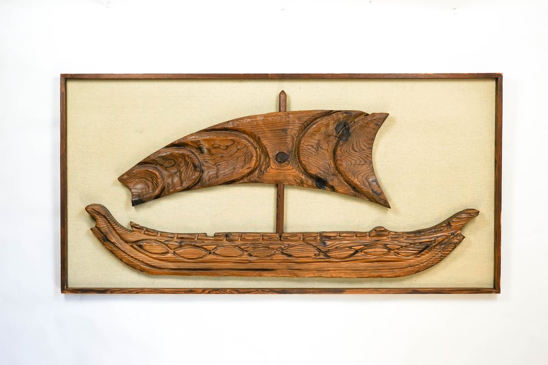 Witco Wood Viking Ship Wall Mounted Mounted with Canvas Backing | Fair ...
