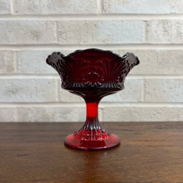 Vintage Fenton Ruby Red Pedestal Candy Dish, Tokyo Pattern | Good Luck ...