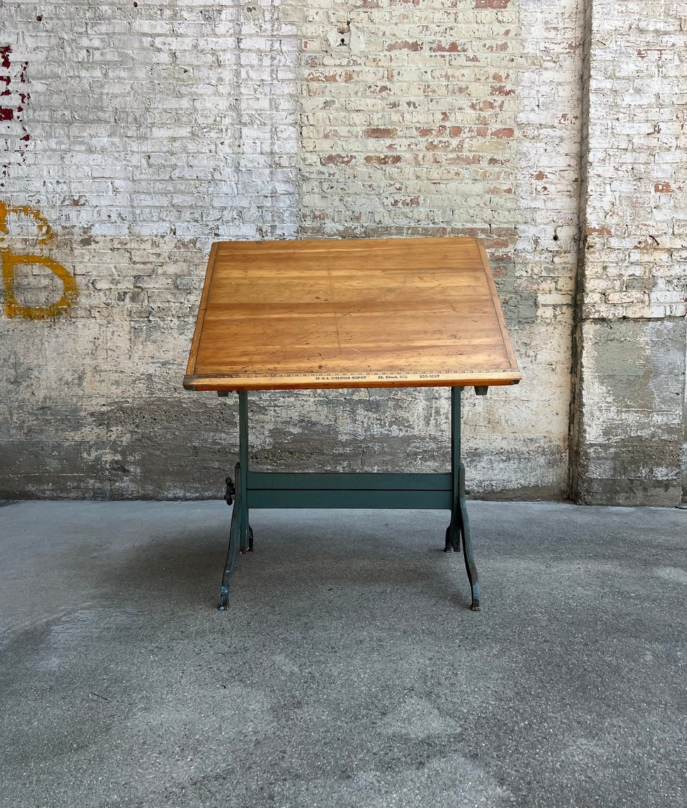 Vintage Dietzgen Industrial Drafting Table Cast Iron Base | North Grove ...