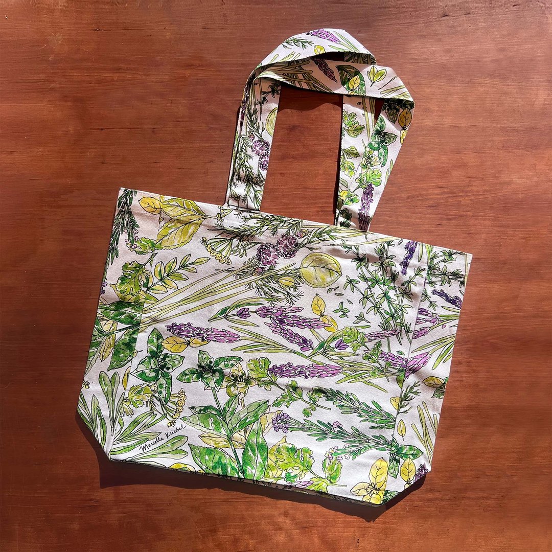 Herb Garden Cotton Canvas Tote Bag | Marcella Kriebel Art ...