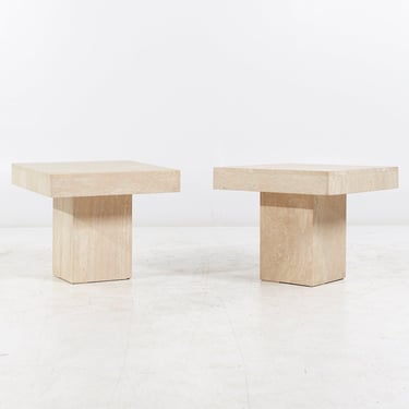 Mid Century Travertine Side End Tables - Pair - mcm | Modern Hill ...