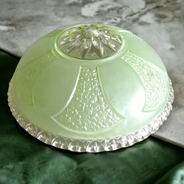 Vintage Art Deco Frosted Green Glass Ceiling Light | Over the Years ...