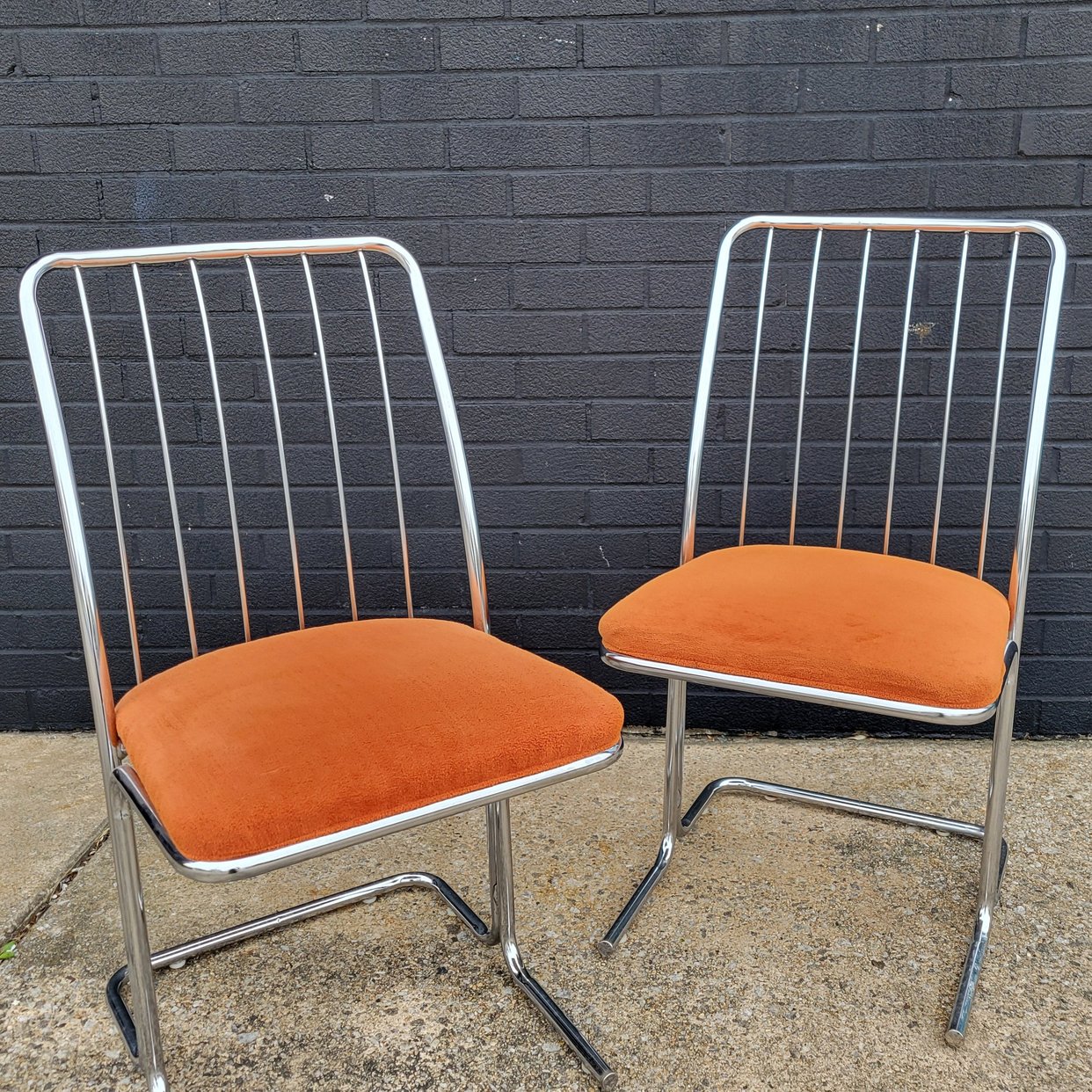 Pair of 1970s Chrome Tube Upholstered Dining Chairs | Wishbone Reserve ...