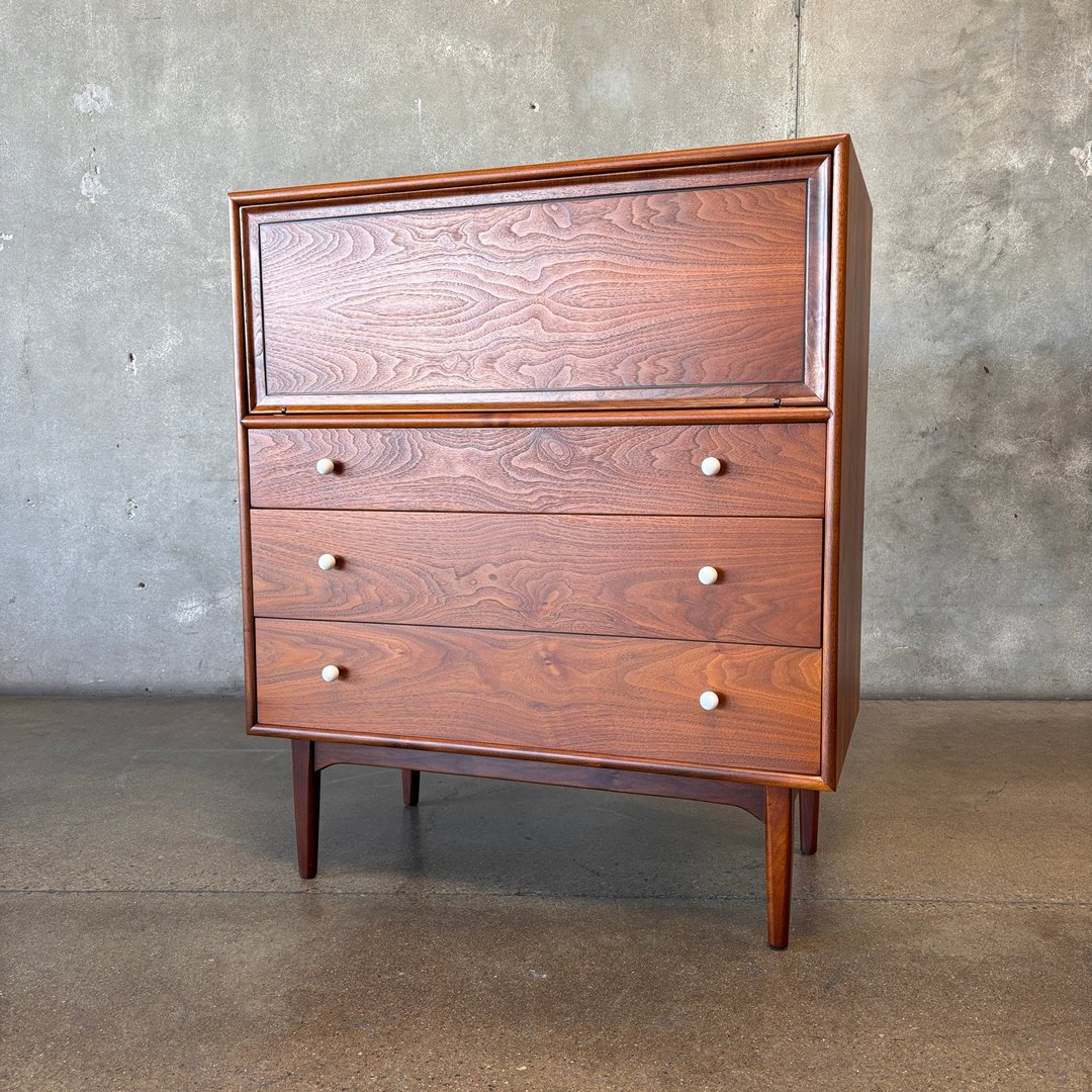 Drexel Declaration Mid Century Modern Walnut Highboy | Urban Americana ...