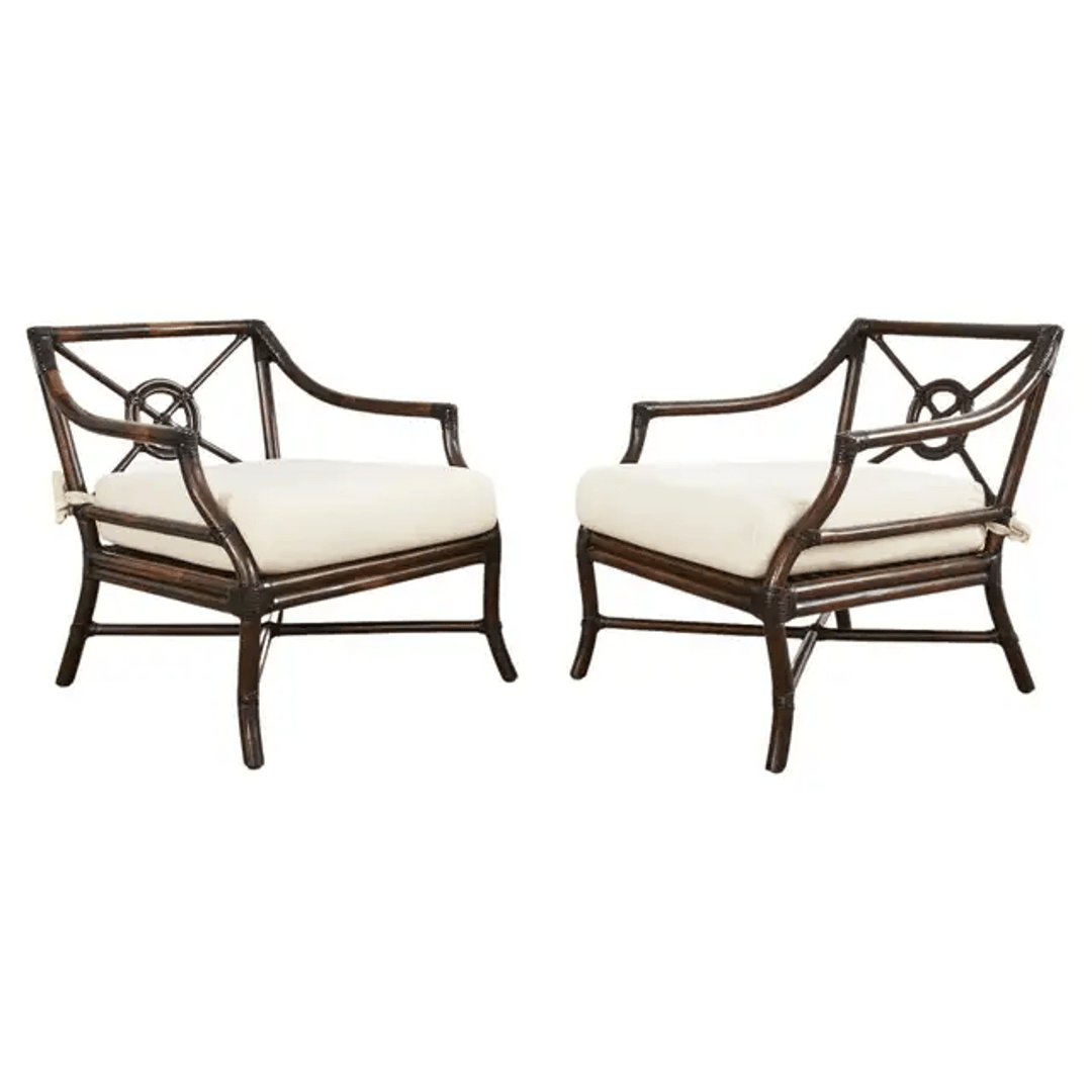 Pair of McGuire Organic Modern Rattan Target Lounge Chairs | Erin Lane ...
