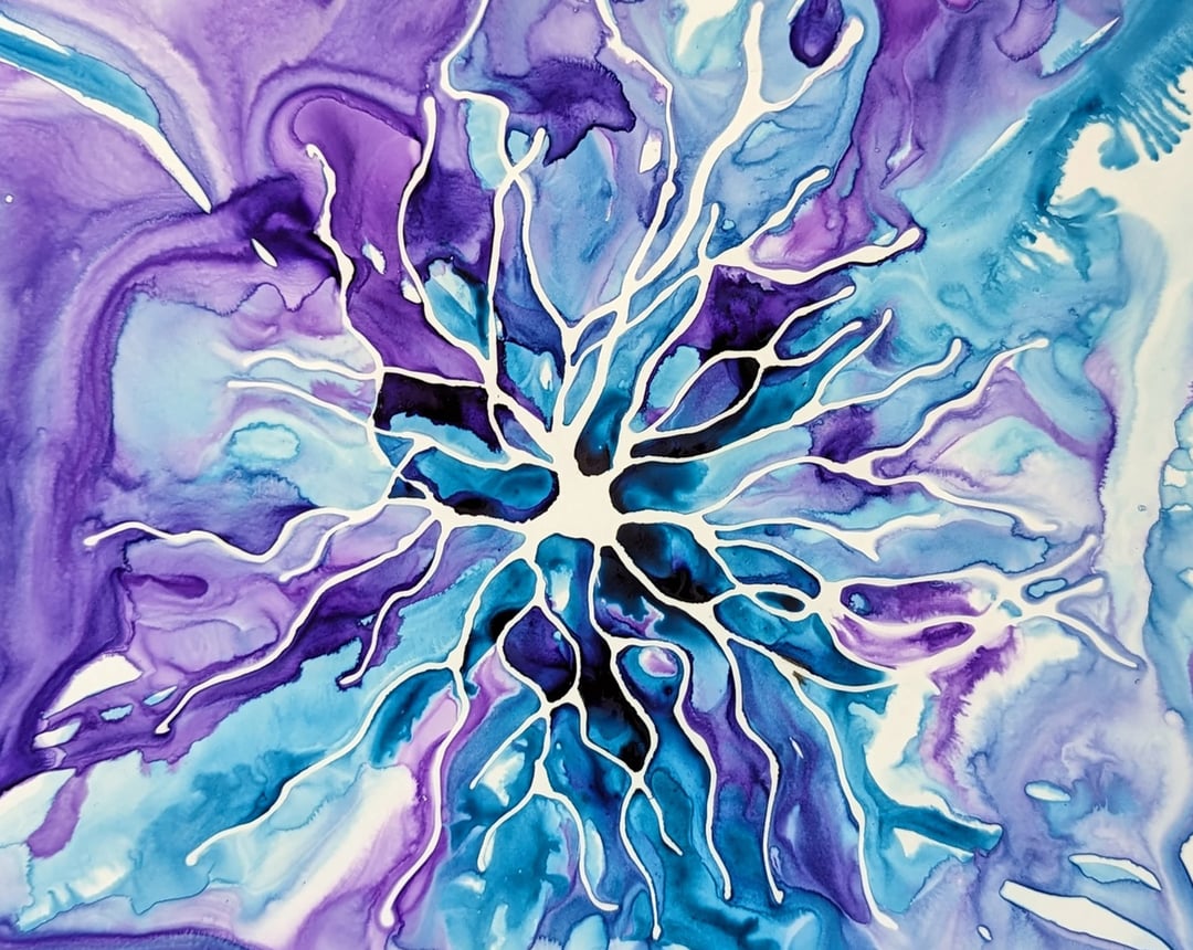 Retinal Neuron in Purple and Blue - original ink painting | Artologica ...