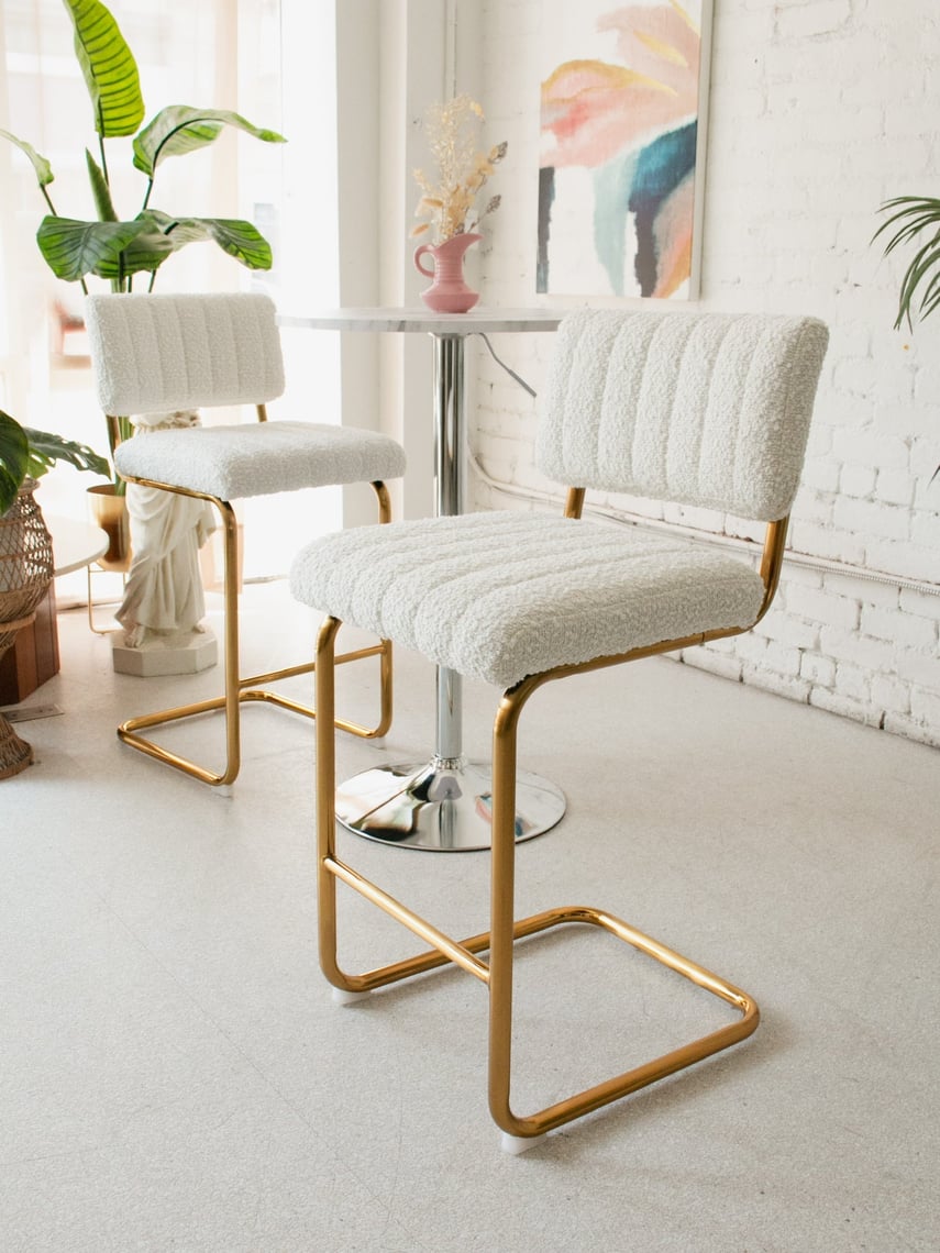 Cantilever Counter Stool w/ Sherpa Fabric | Sunbeam Vintage | Highland ...