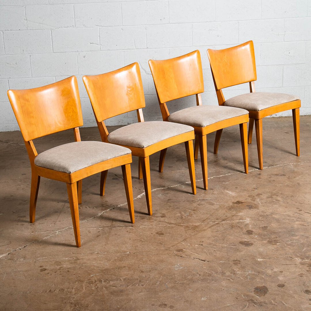 Mid Century Modern Dining Chairs Set 4 Heywood Wakefield Grey Birch ...