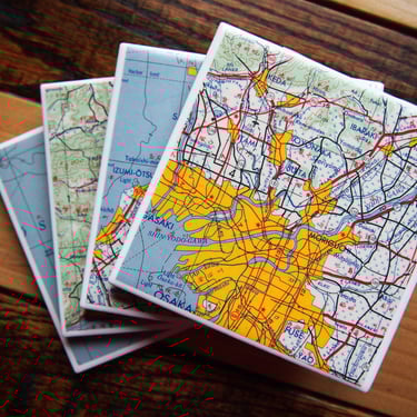 1956 Osaka Japan Map Coaster Set of 4. Osaka Map. | All Mapped Out ...