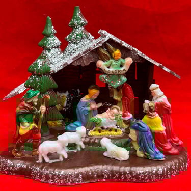 vintage plastic creche 1960s miniature nativity scene ornament ...