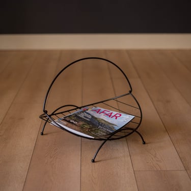 Mid Century Modern Curved Wire Black Magazine Rack Holder | Mid Century ...